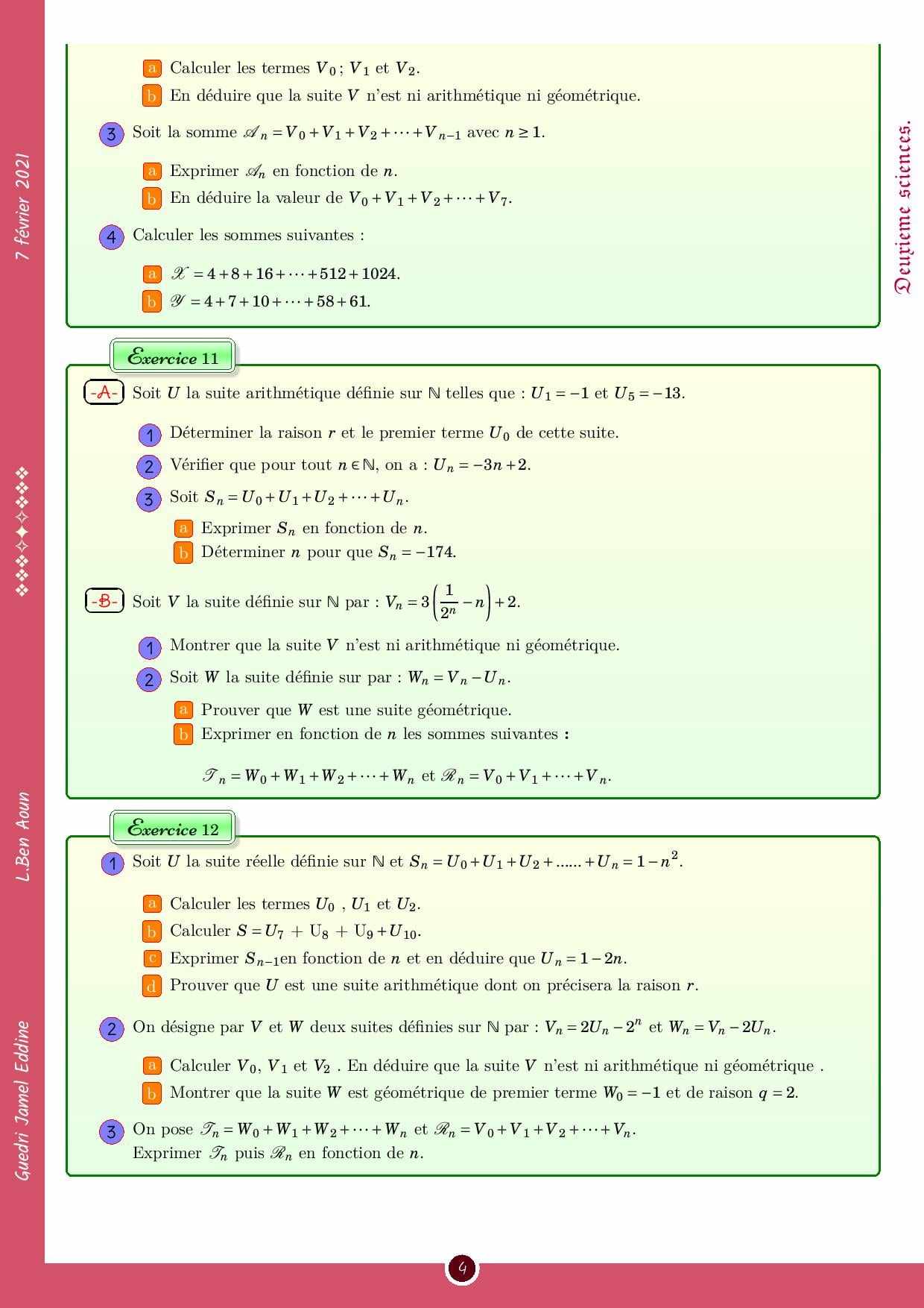 2 ème Sciences Math-SUITES GÉOMÉTRIQUES