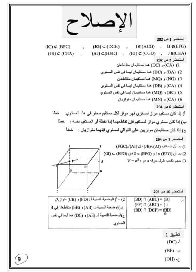 9 ème-التاسعة أساسي Math التعامد في الفضاء تاسعة أساسي ملخص الدرس مع ...