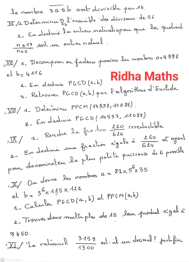1ère année secondaire Math-Activité numériques I+II