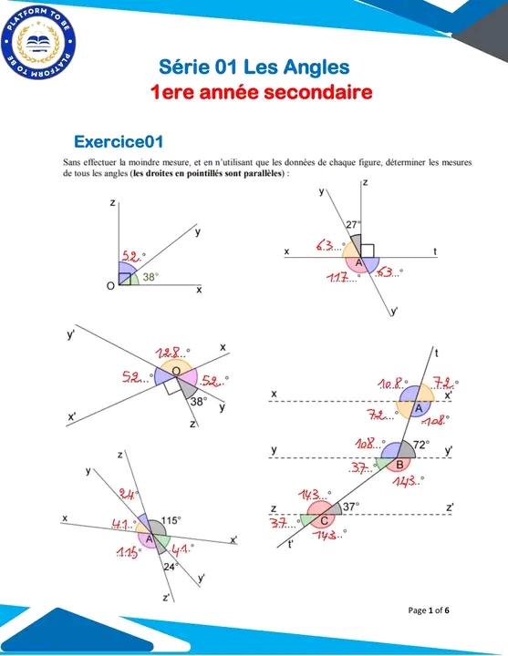 1ère année secondaire Math-Angles