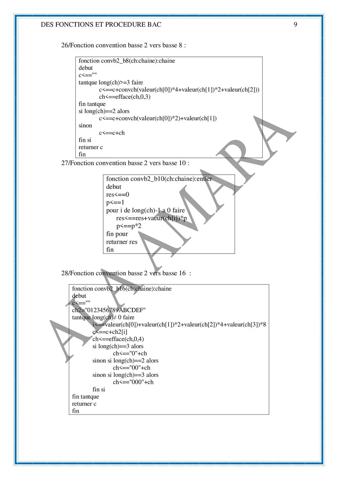 Bac Sc de l'informatique Algorithme et programmation 💗💖 Résumé Informatique : Procédures et ...