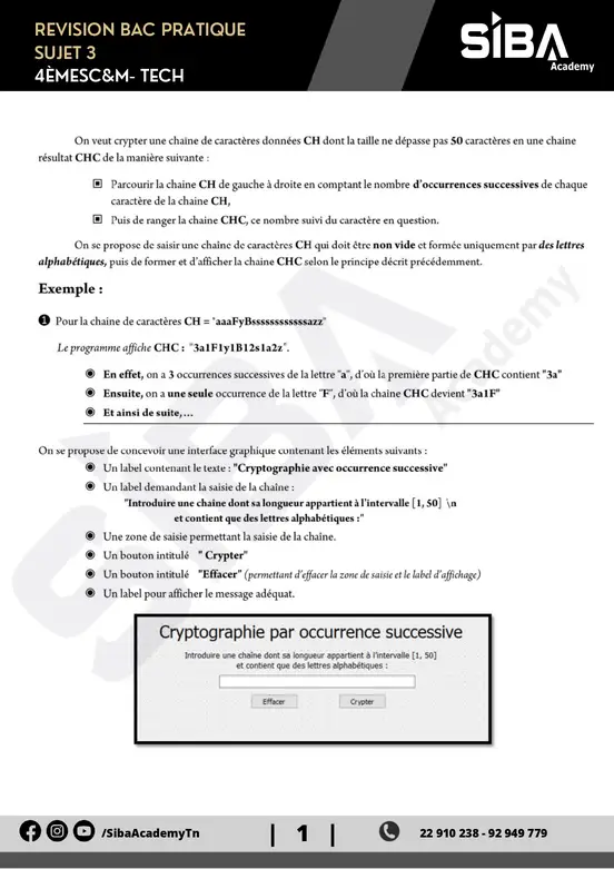 Bac Ennajeh Révision BAC PRATIQUE sujet 3 avec correction. Bac sciences ...