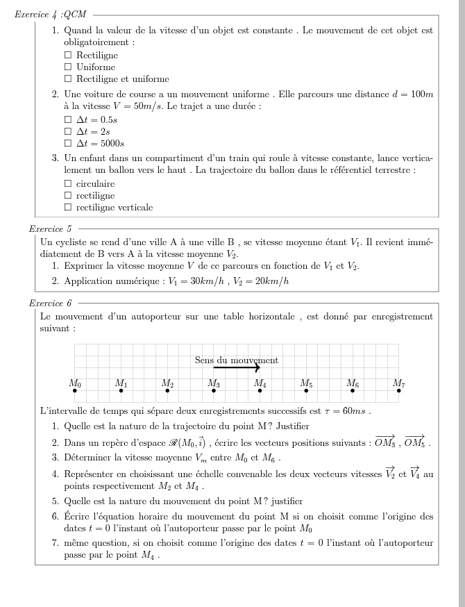 1ère année secondaire Physique-Le mouvement