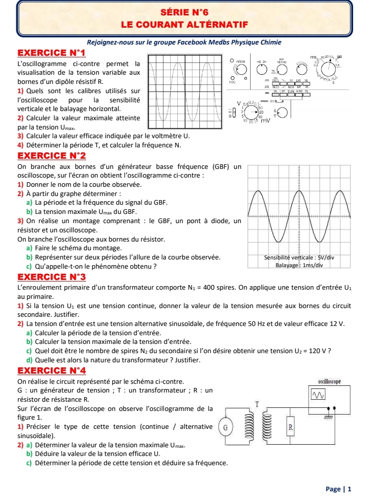 2 ème Sciences Physique Série Le Courant Alternatif - 2 ème Sciences