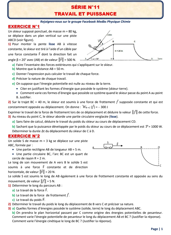 2 ème Sciences Physique-Travail et puissance