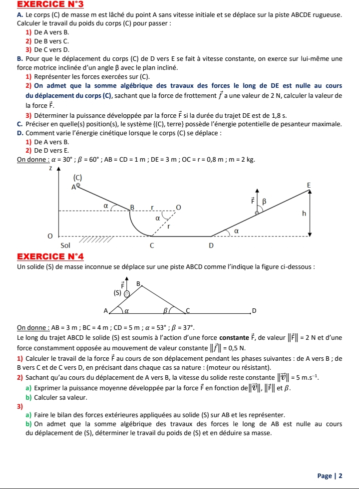 2 ème Sciences Physique-Travail et puissance