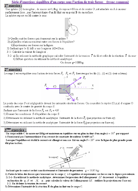 2 ème Sciences Physique-Exercices Physique