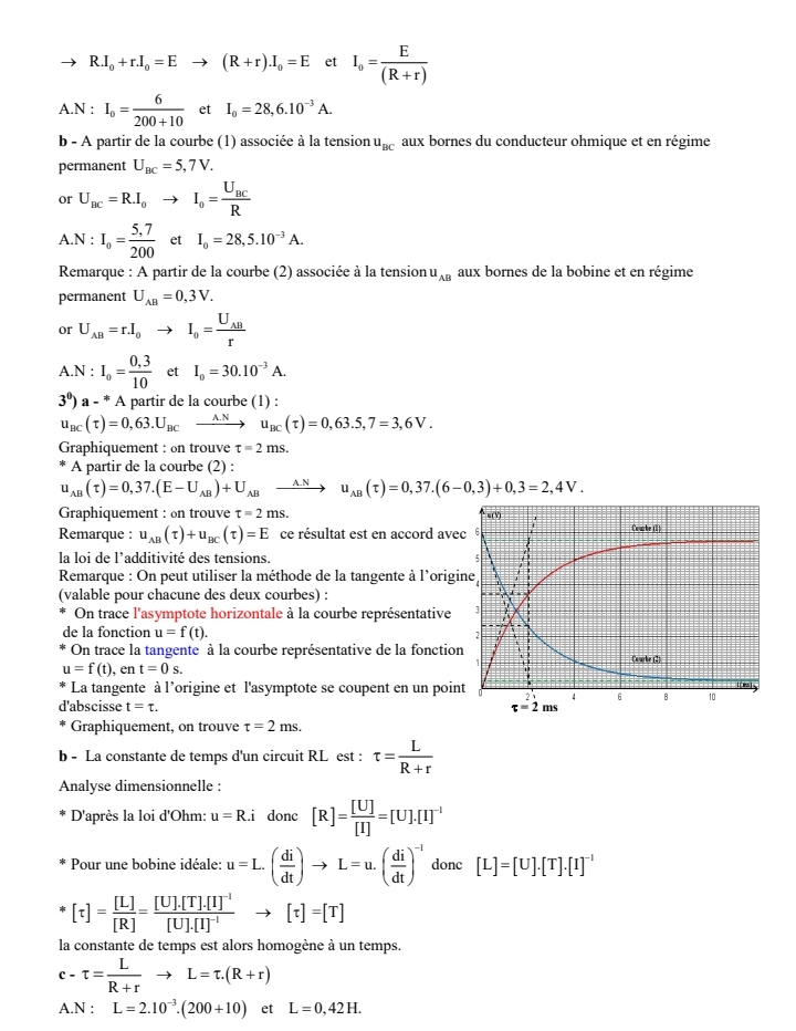 Bac math Physique Cours Le dipôle RL Bac Math