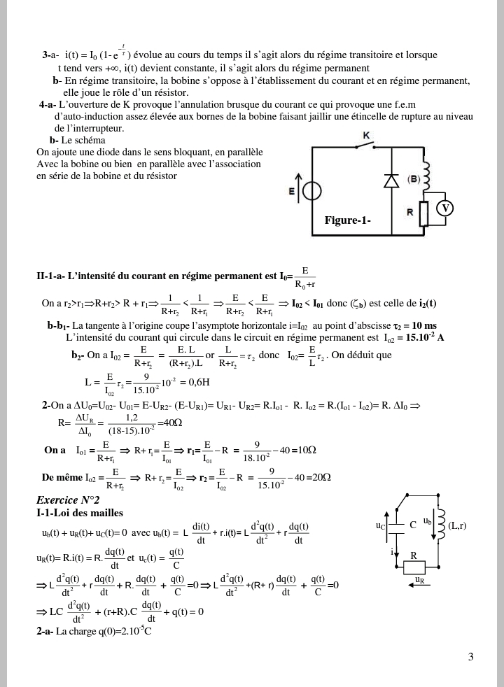 Bac math Physique Devoir de Synthèse 1 - Bac Math avec correction