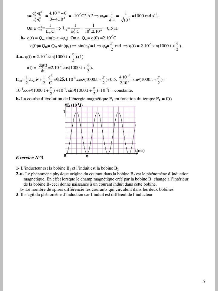 Bac math Physique Devoir de Synthèse 1 - Bac Math avec correction