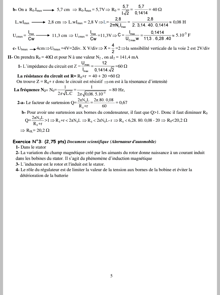 Bac math Physique Devoir de Synthèse 1 avec correction - Bac Math