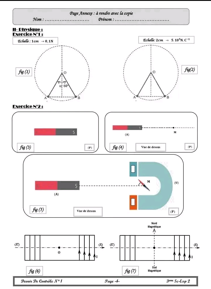 3 ème Sc expérimentales Physique Devoir de contrôle 1 physique pour 3 ème année