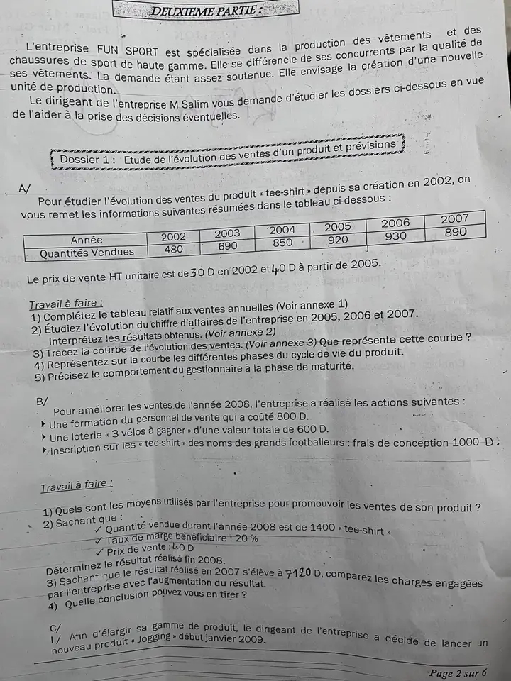 Bac Econmie et Gestion Gestion Correction de devoire bac commercial et ressources humaines ️💪