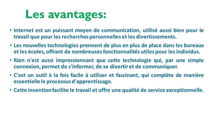 السنة السادسة ابتدائي Français Module 2 / 6 ème année : avantages ...