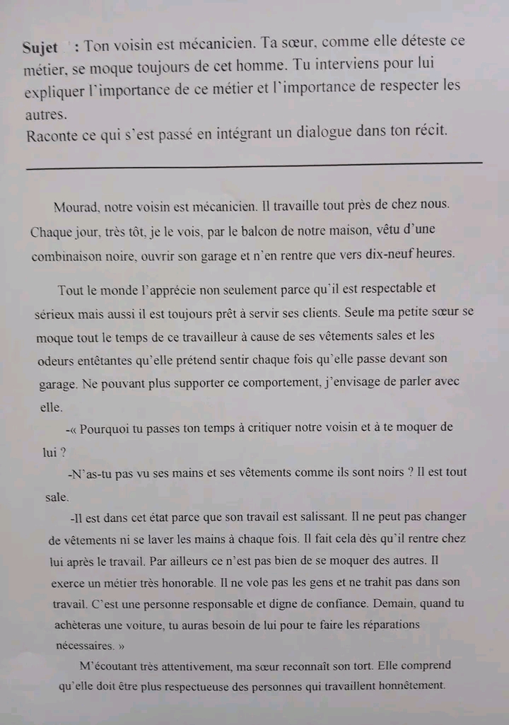 سنة سادسة إبتدائي Français-Module 1 : Travailler pour s'epanouir