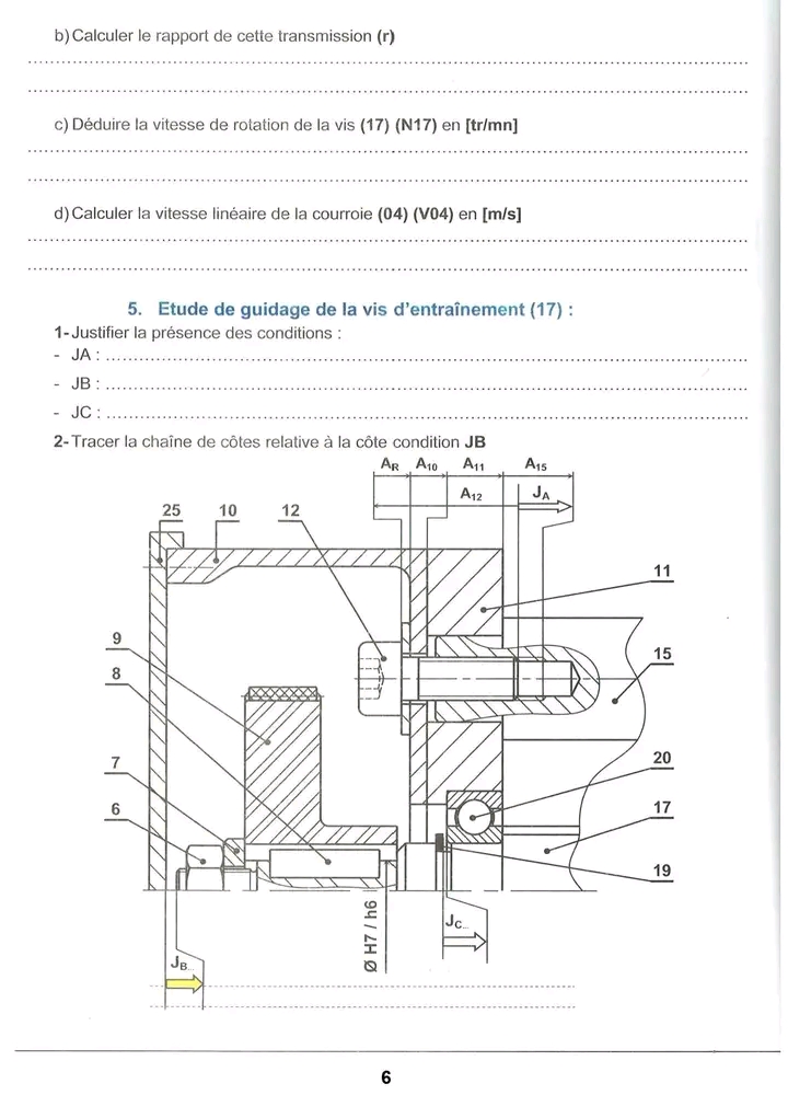 3 ème Sc Techniques Technologie Devoir de synthèse n°1 mécanique