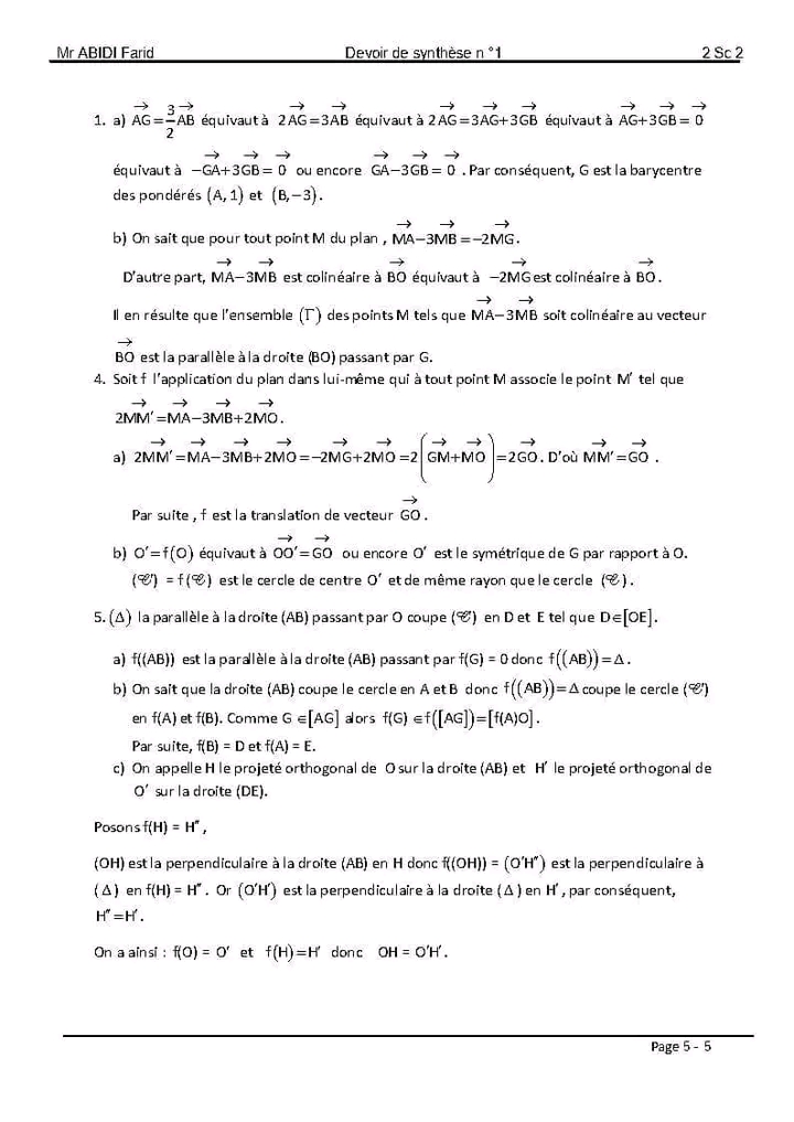 2 ème Sciences Math 2eme DS1 Math Corrigé