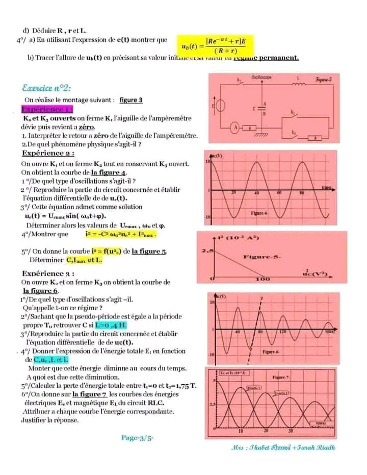Bac Sc expérimentales Physique DS n1 physique bac Sc avec correction