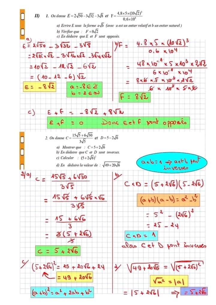 1ère année secondaire Math devoir de contrôle n2 math+correction 1er ...