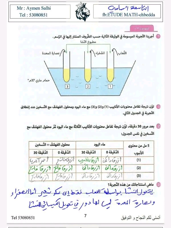 9 ème-التاسعة أساسي علوم الحياة والأرض علوم الارض و الحية درس التغذية