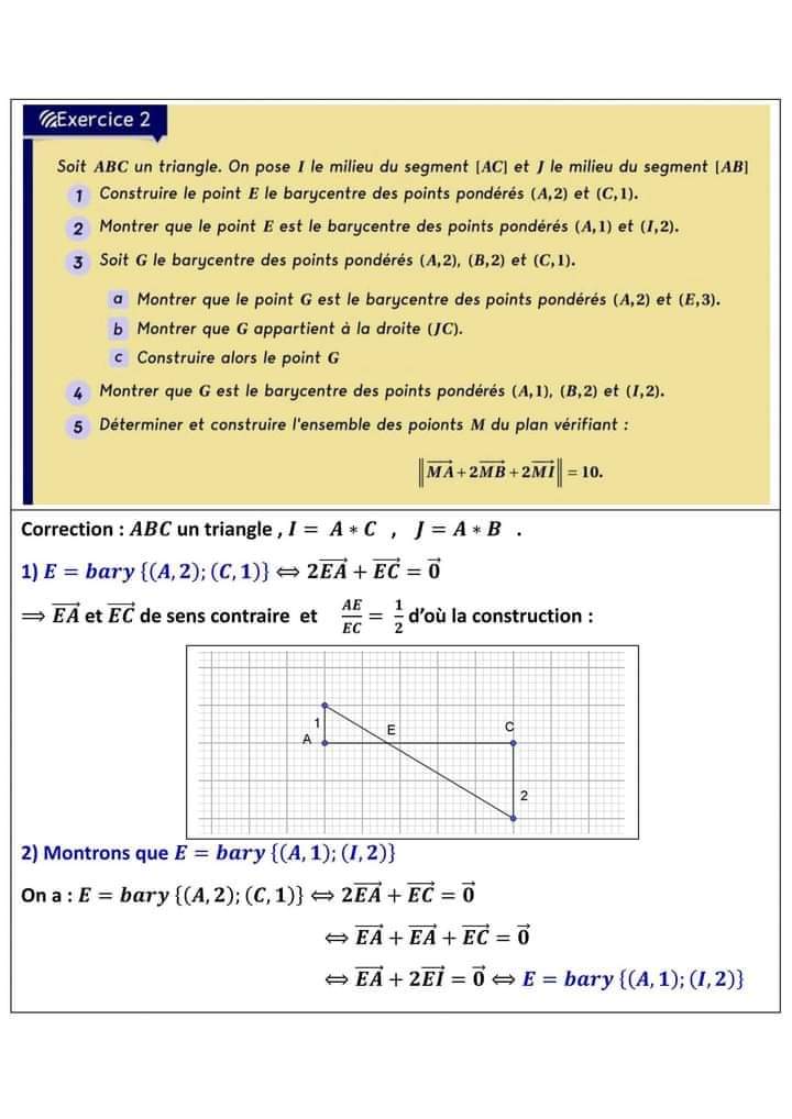 2 ème Sciences Math-BARYCENTRE