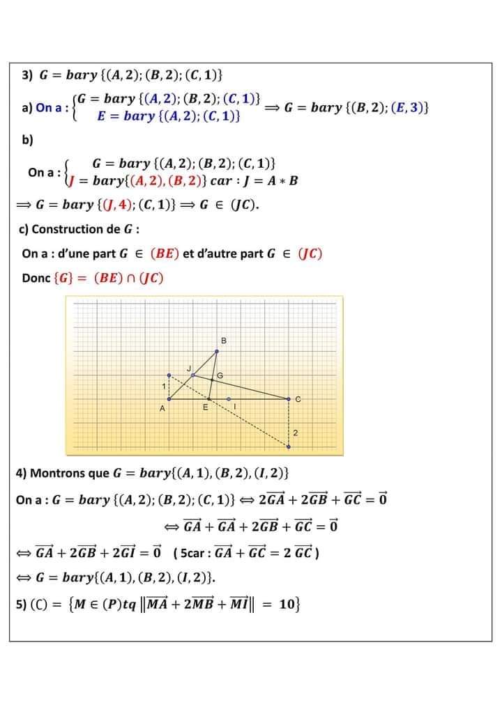 2 ème Sciences Math Barycentre 2ème Sciences Exercices 1 et 2 Série ...