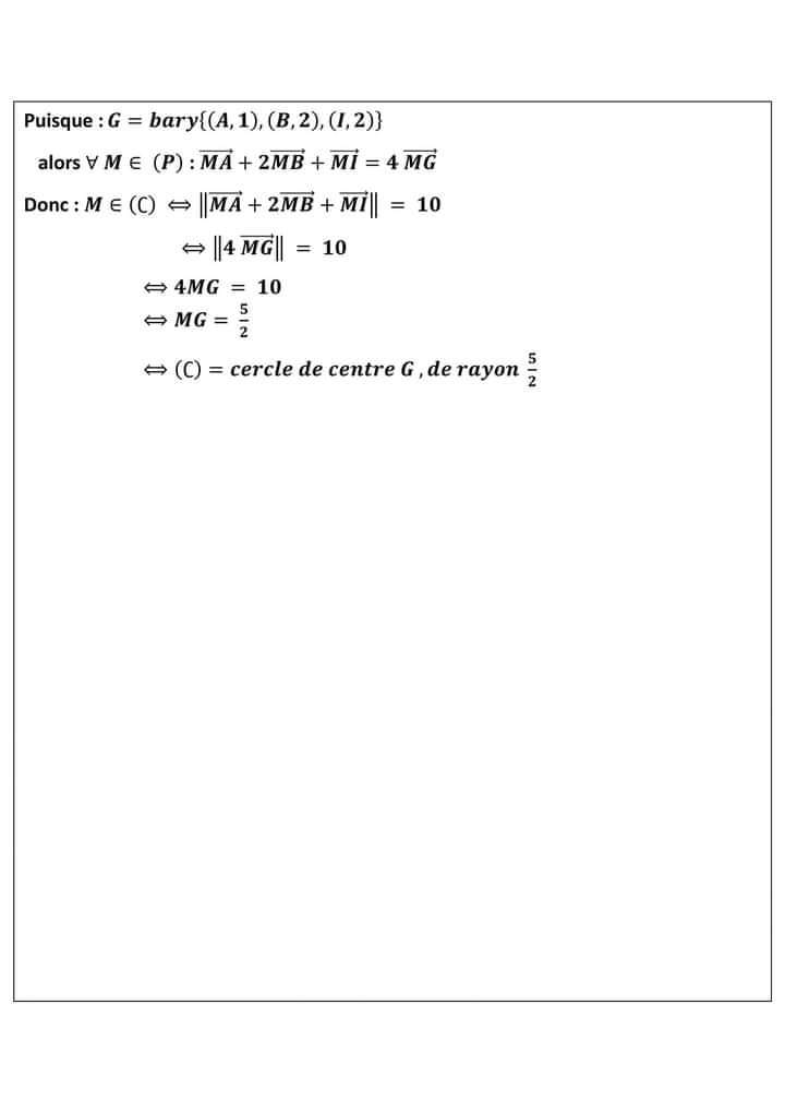 2 ème Sciences Math Barycentre 2ème Sciences Exercices 1 et 2 Série ...