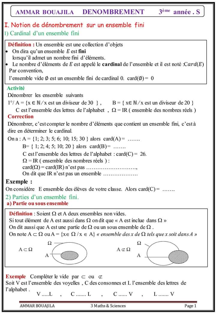 3 ème Mathématiques Math Dénombrement cours détaillés + activités et ...