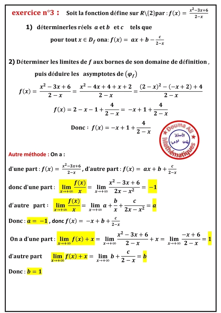 3 ème Sc expérimentales Math Pour 3ème Sciences Limites et comportement ...