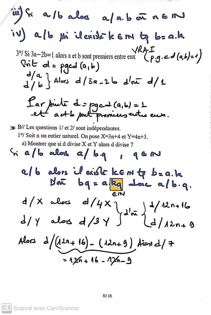 2 ème Sciences Math 2 ème année informatique Arithemtique