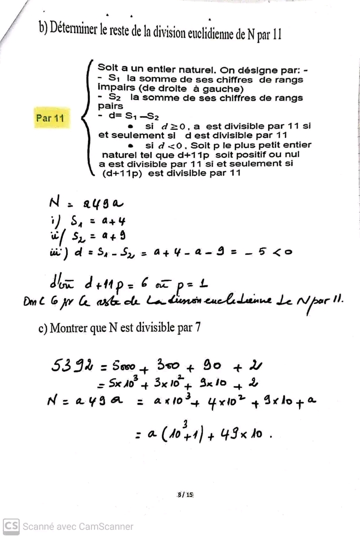 2 ème Sciences Math 2 ème année informatique Arithemtique