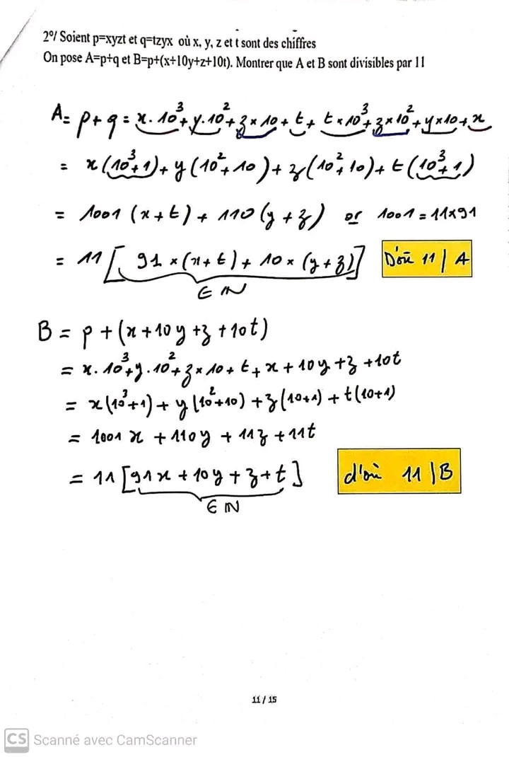 2 ème Sciences Math 2 ème année informatique Arithemtique