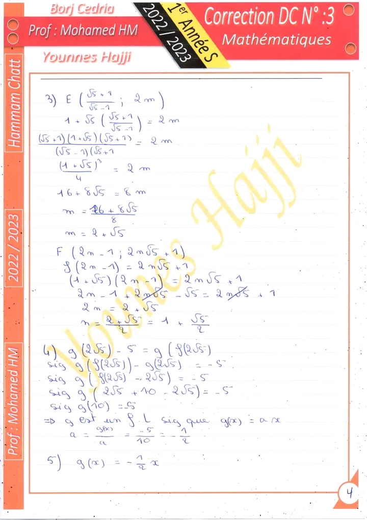 1ère année secondaire Math **1er année secondaire ** **Correction DC3 ...