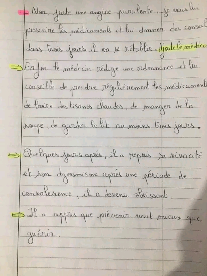 السنة الخامسة ابتدائي Français Production dialogue maladie