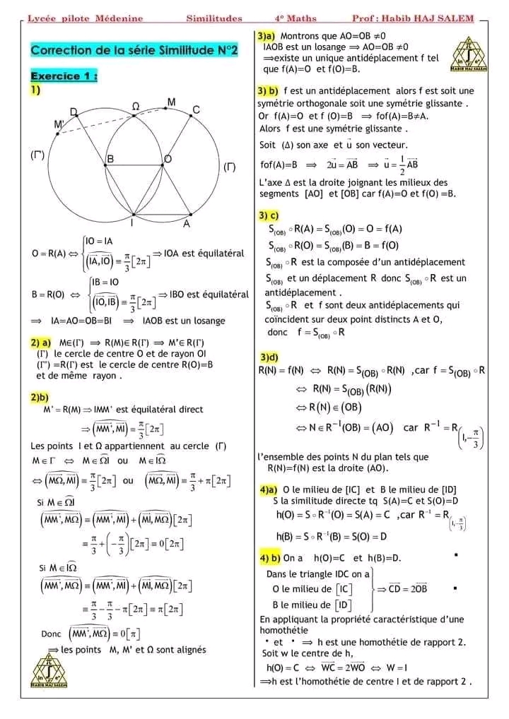 Bac math Math-ISOMÉTRIES DU PLAN