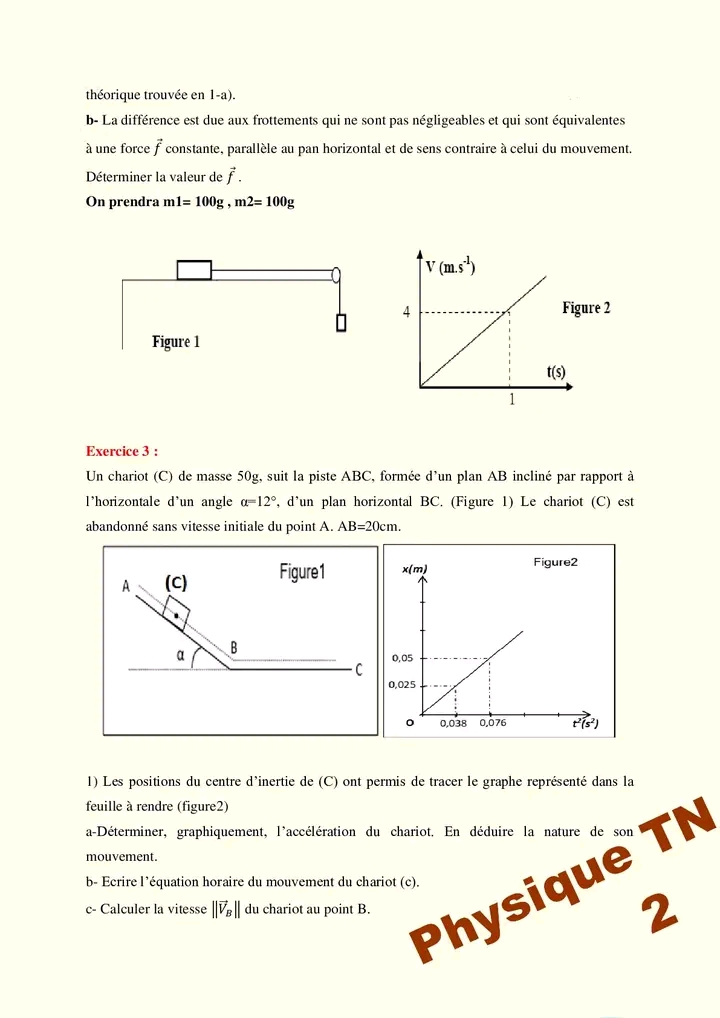 3 ème Sc expérimentales Physique-Exercices Physique