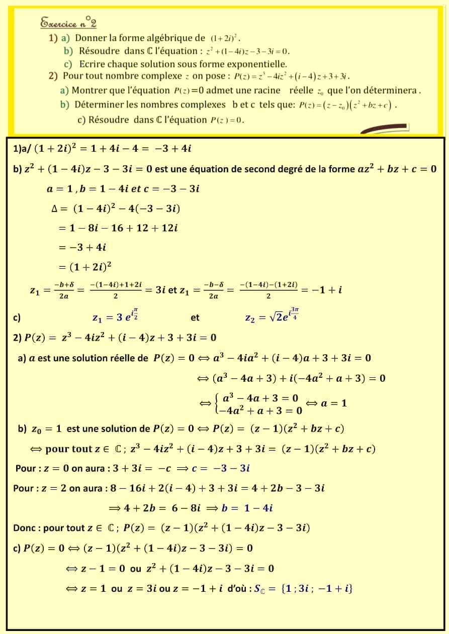 Bac Sc expérimentales Corrige complexe