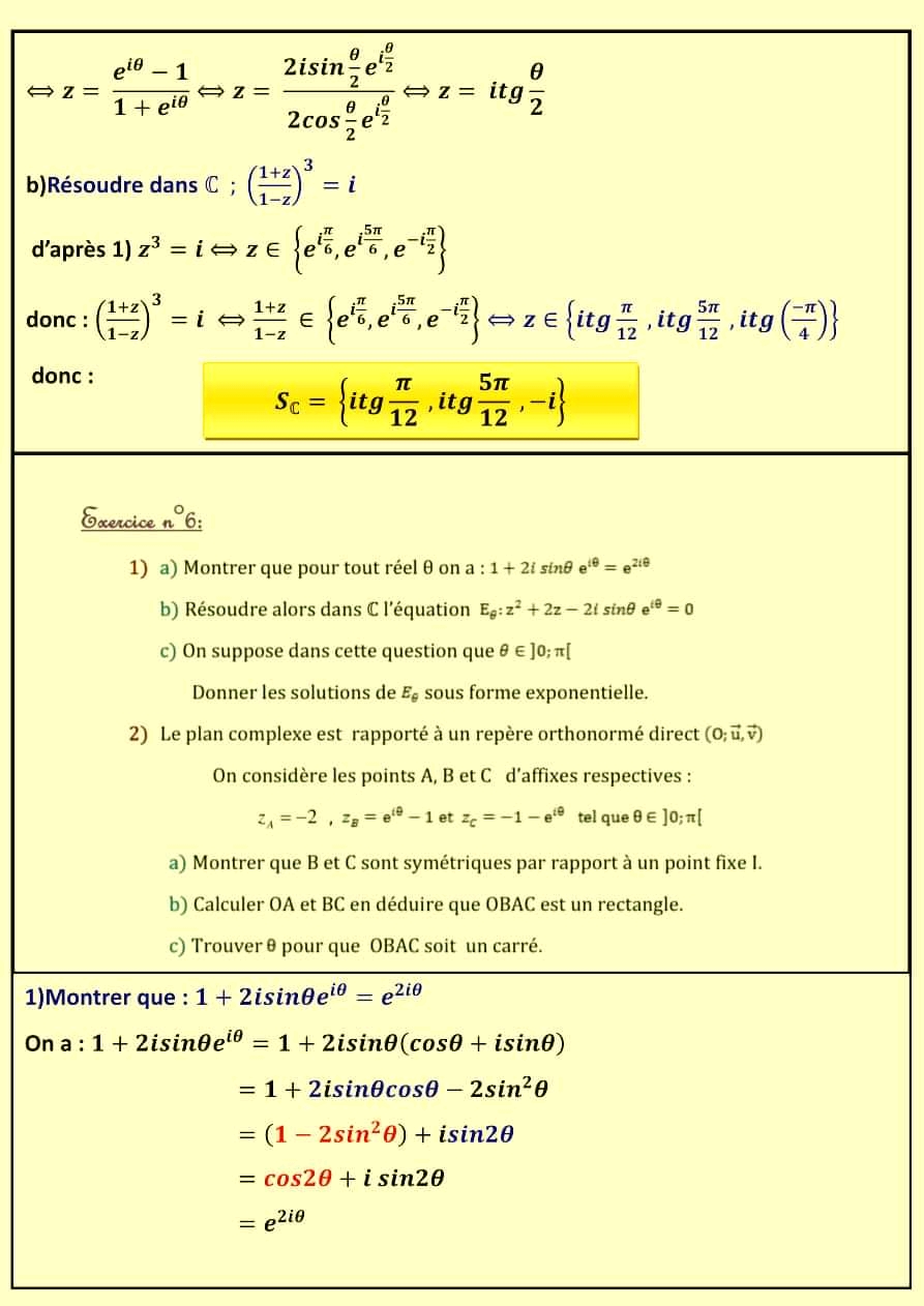 Bac Sc expérimentales Corrige complexe