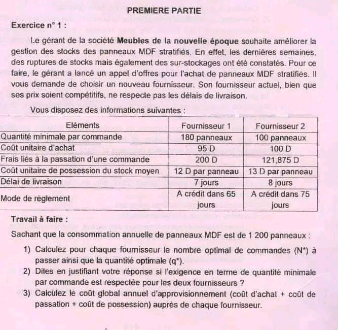 Bac Econmie et Gestion Gestion Epreuve:Gestion +correction session 2017