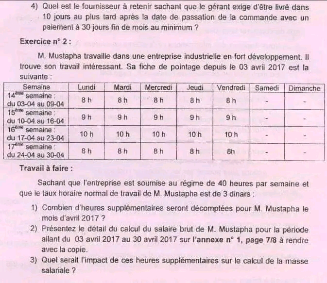 Bac Econmie et Gestion Gestion Epreuve:Gestion +correction session 2017