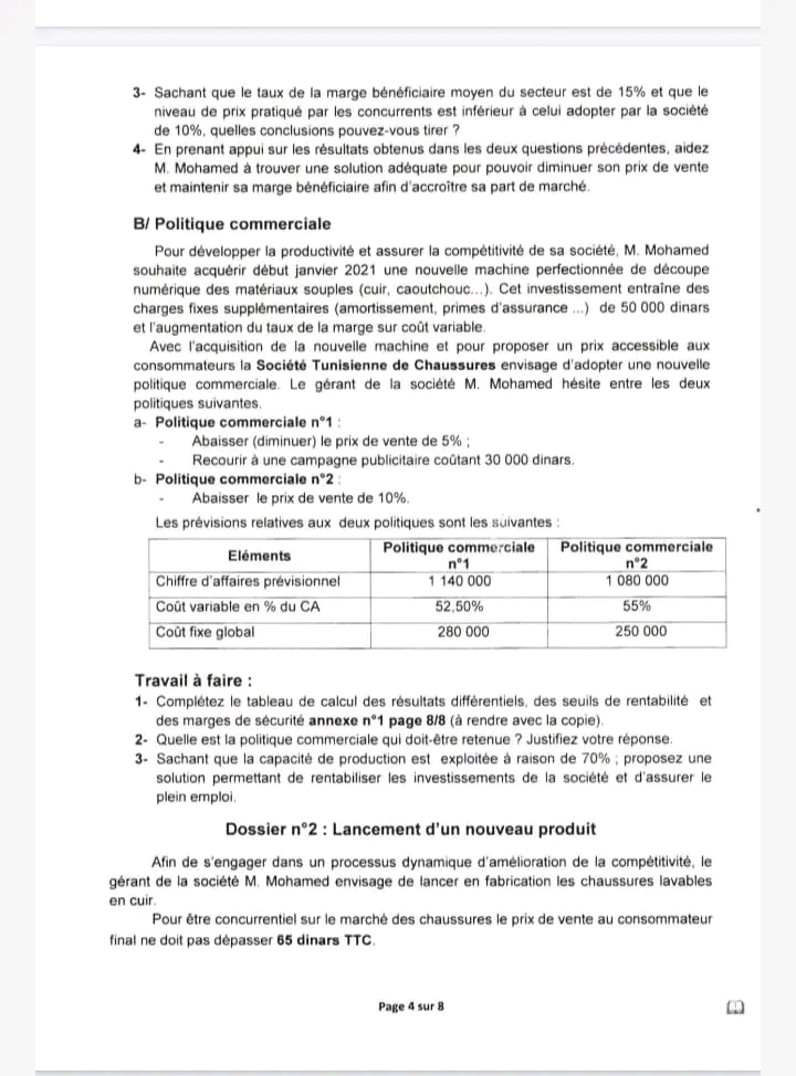 Bac Econmie et Gestion Gestion Session principale 2021 corrigée