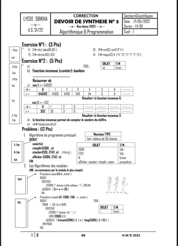 Bac Sc de l'informatique Algorithme et programmation-concours Bac