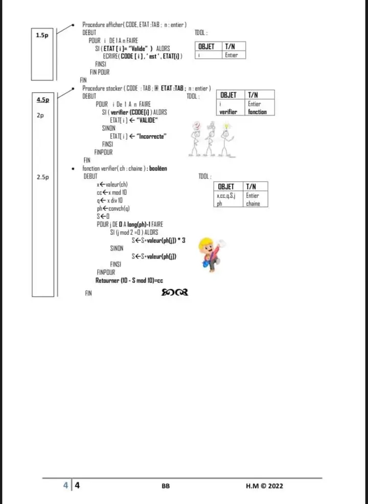 Bac Sc de l'informatique Algorithme et programmation Matière : Informatique
