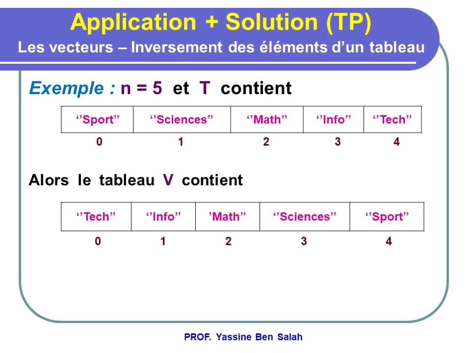Bac Sc de l'informatique Algorithme et programmation Lez Tableaux a une ...