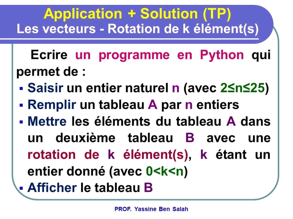 Bac Sc de l'informatique Algorithme et programmation les tableaux a une ...