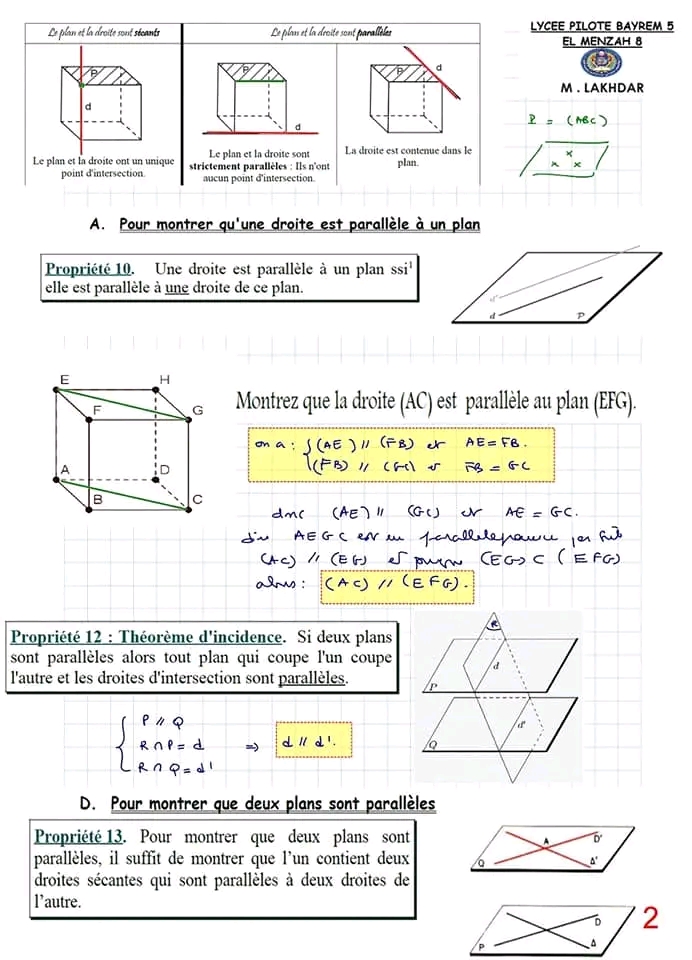 1ère année secondaire Math-Sections planes d'un solide