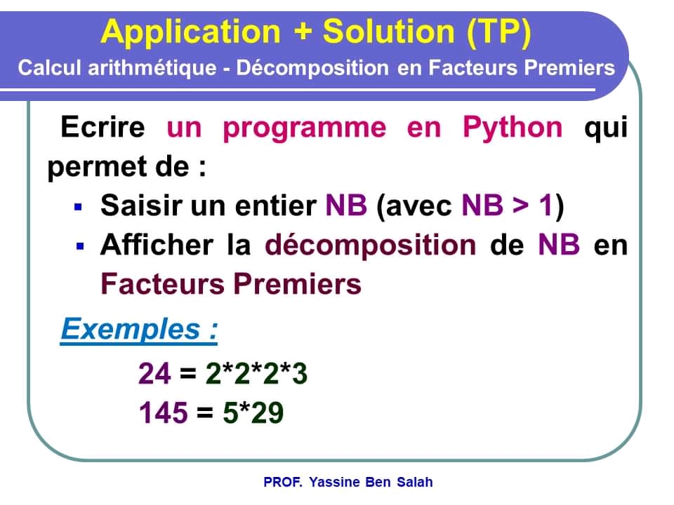 Bac Sc de l'informatique Algorithme et programmation Calcul arithnetique