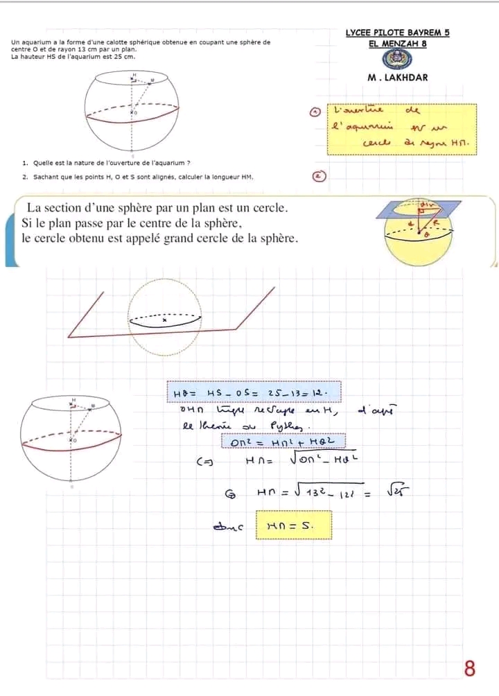 1ère année secondaire Math 1ère année : Géometrie dans l'espace merci à ...