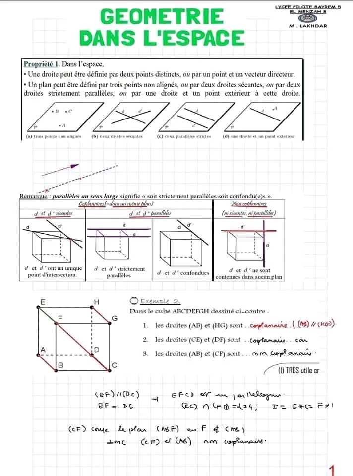 1ère année secondaire Math-Exercices Math