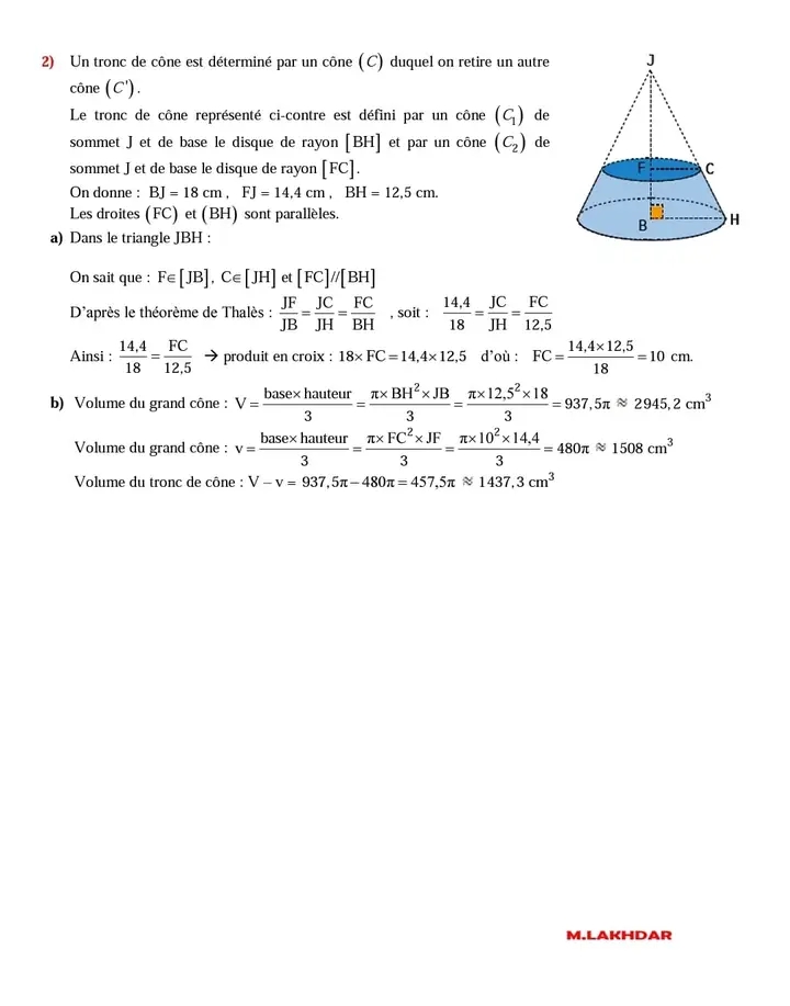 1ère année secondaire Math Exos avec correction section plane 1ére ...